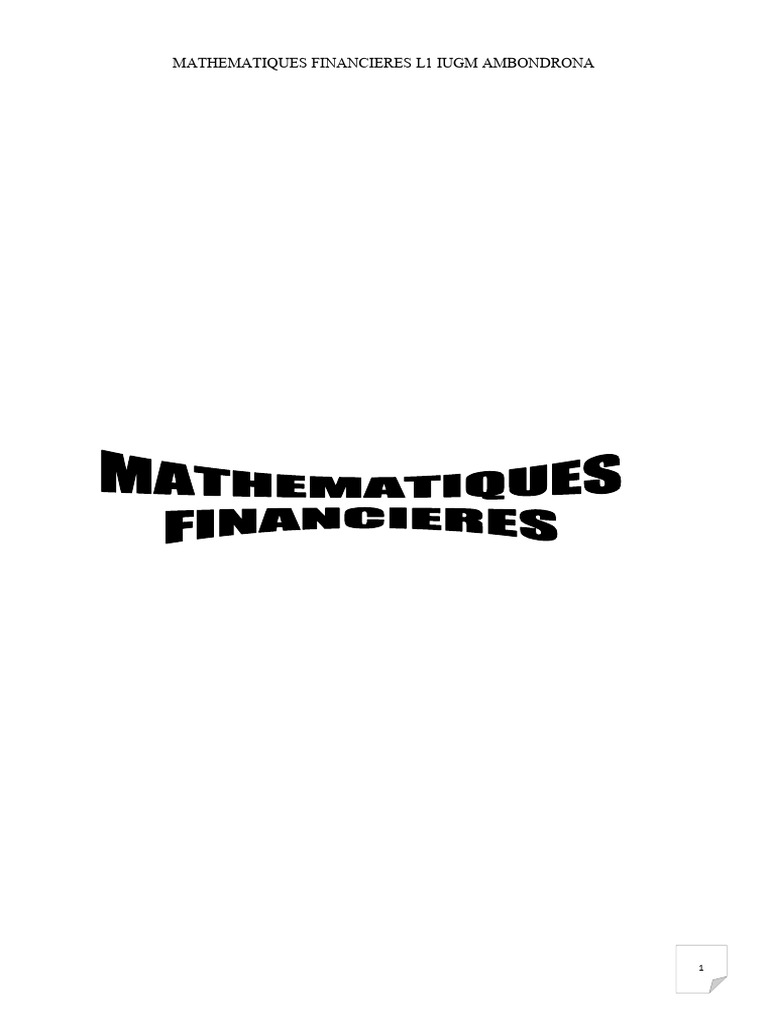 MATHEMATIQUES FINANCIERES Ravo À Imprimer 2023 | PDF | Finance et ...