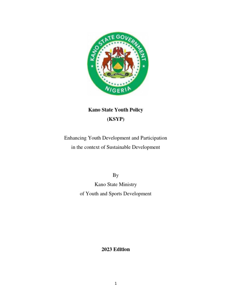 Kano State Youth Policy 2023-2027 | PDF | Capacity Building | Youth