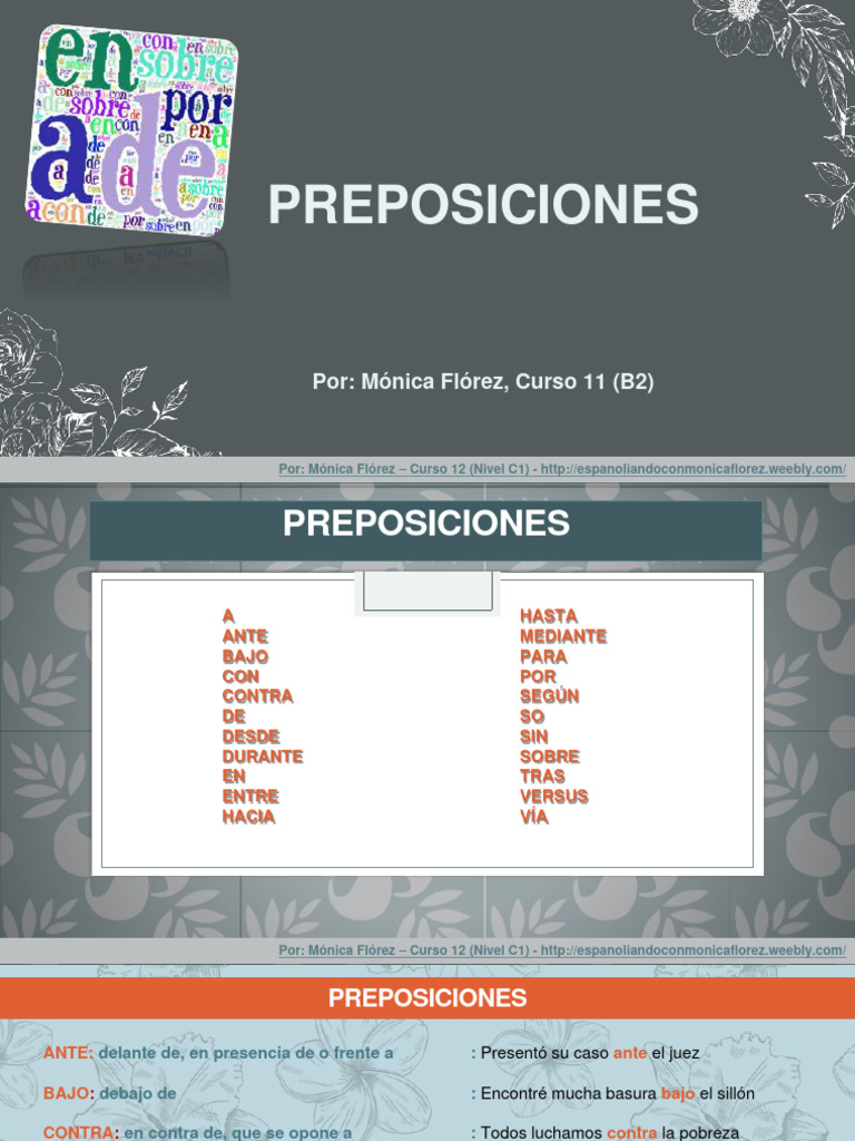 las_preposiciones | PDF | Preposición y Postposición