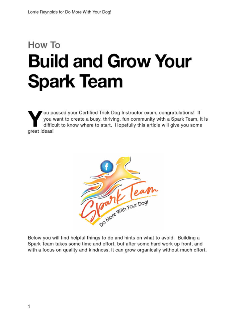 Build & Grow Your Dog Spark Team | PDF | Dogs | Human Communication