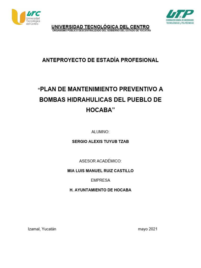tuyub 2021 diseño y elaboracion del plan de mantenimiento de bombas ...