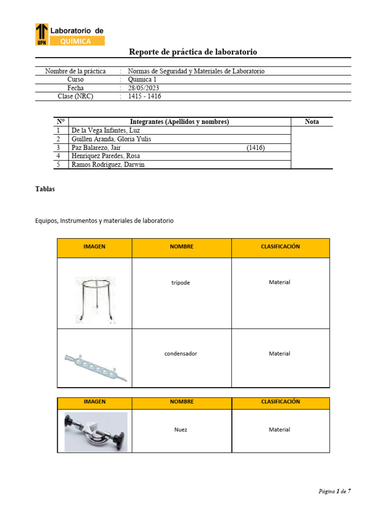 Normas de Seguridad y Equipo de Laboratorio | PDF | Laboratorios ...