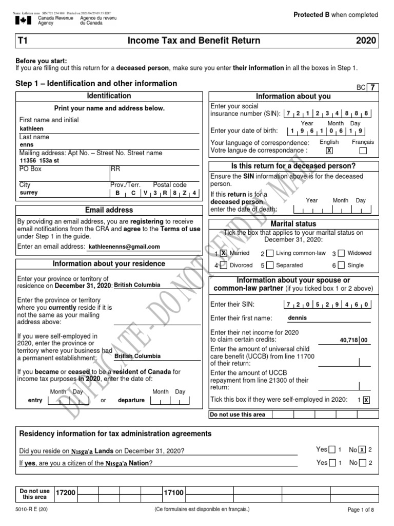 Kathleen's 2020 Federal Return 2 | PDF | Tax Deduction | Taxes