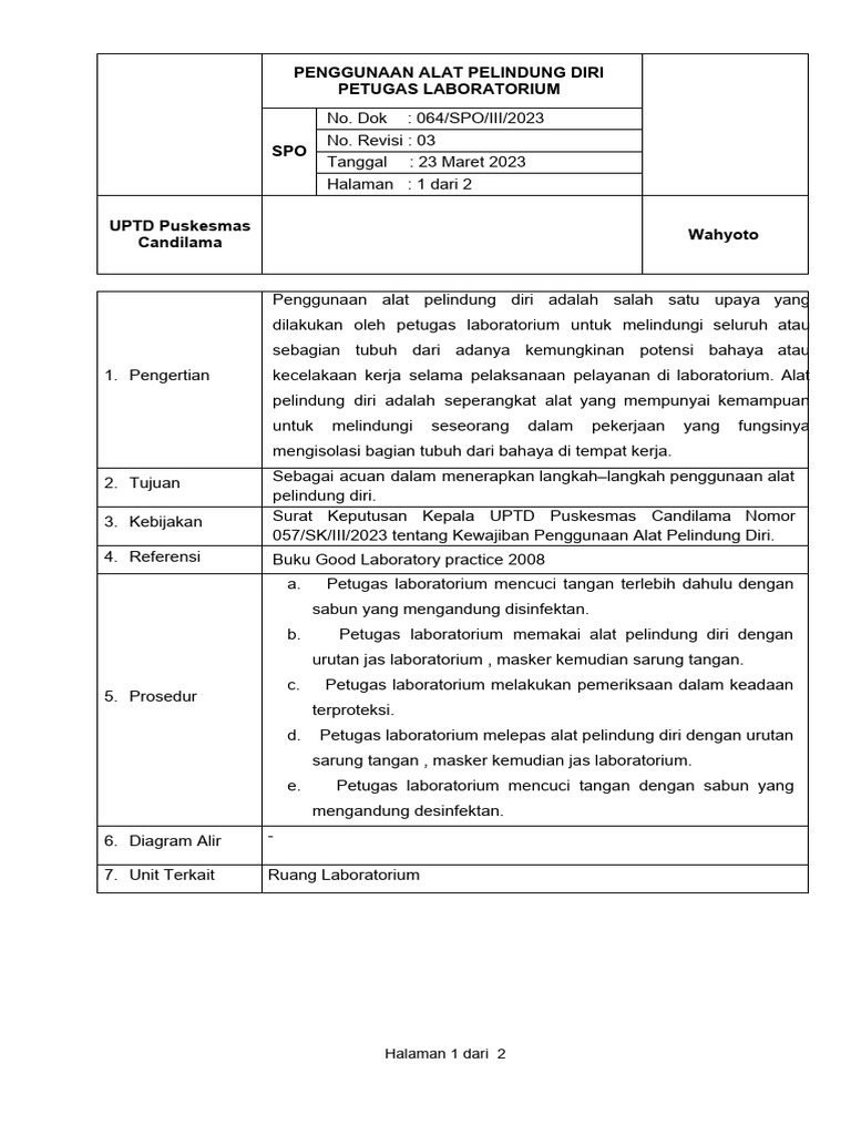 Spo Penggunaan Apd | PDF
