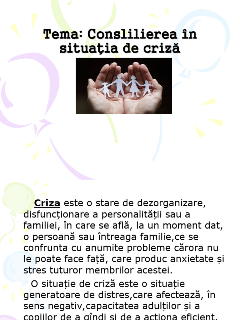 Tema 12. Consilierea În Situații de Criză | PDF