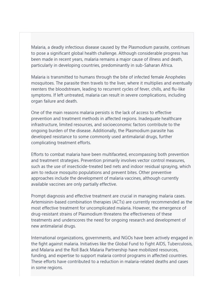 Malaria PDF | Download Free PDF | Malaria | Animal Diseases