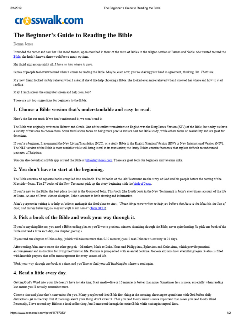 The Beginners Guide To Reading The Bible Download Free Pdf Gospel