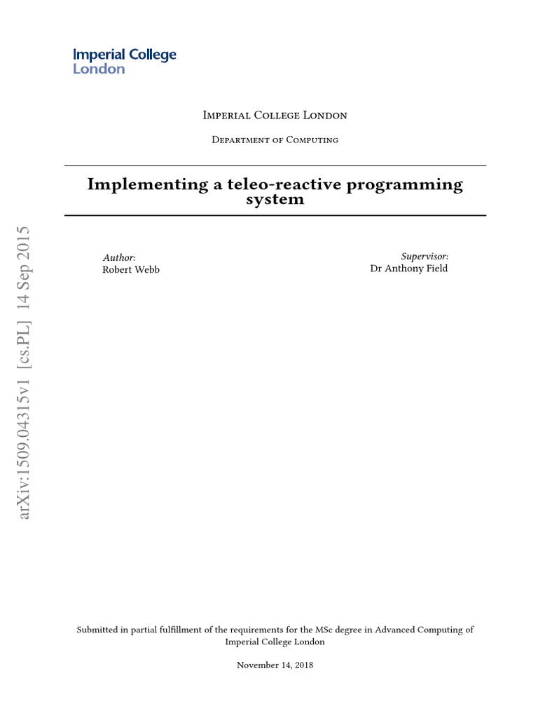 Teleo-Reactive Programming | PDF | Software Engineering | Computer Science Teleo-Reactive Programming | PDF | Software Engineering | Computer Science