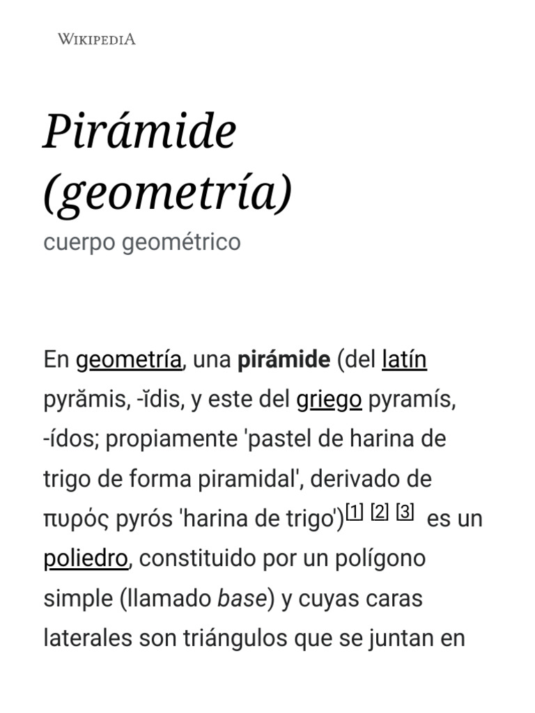 Pirámide (geometría) - Wikipedia, la enciclopedia libre | PDF | Triángulo | Tetraedro