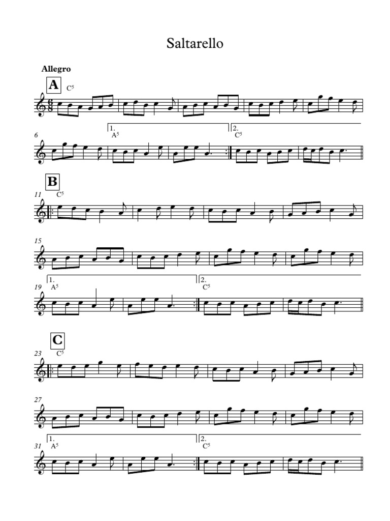 Saltarello (Score) | PDF