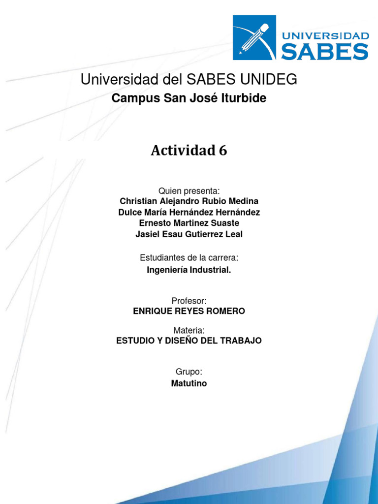 Actividad 6 Cálculo Del Tiempo Estándar Pdf Mente Ingeniería
