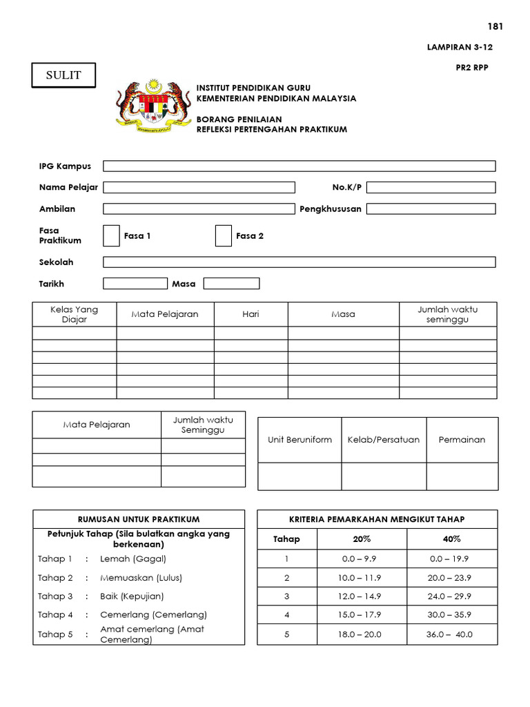 Borang RPP Full | PDF