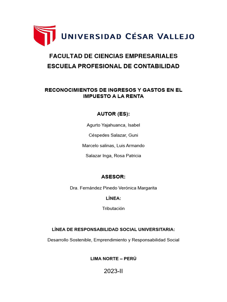 Reconocimiento de Ingresos y Gastos en El IR - Grupo 5-Guni | PDF