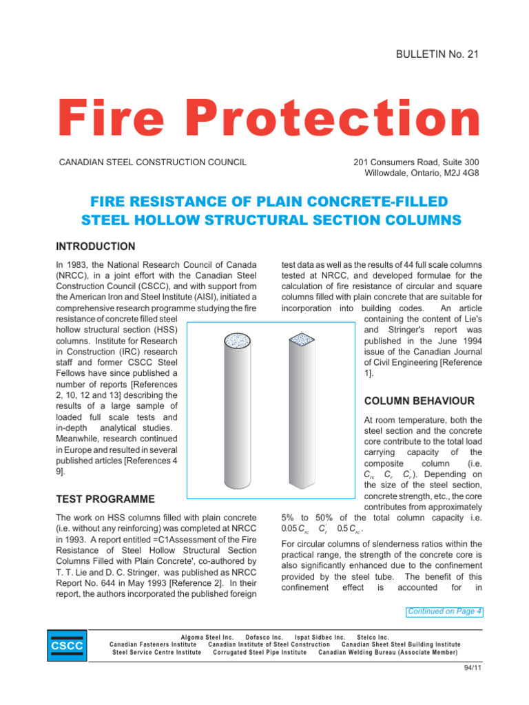 CSCC - Fire Resistance of Plain Concrete-Filled Steel Hollow Structural ...