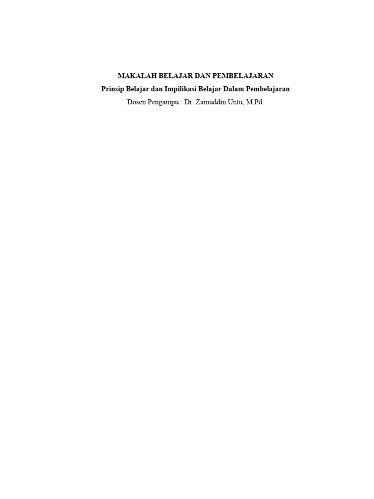 Makalah Belajar Dan Pembelajaran | PDF Makalah Belajar Dan Pembelajaran | PDF