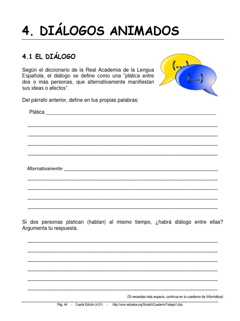 Diálogos Animados en Scratch | PDF | Scratch (lenguaje de programación ...