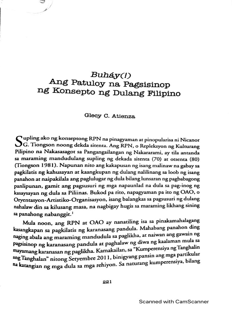 Buhay at Dulang Filipino by Atienza | PDF
