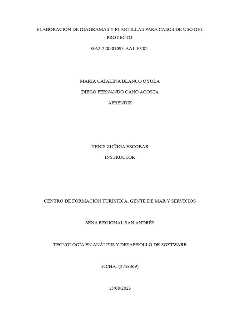 Elaboración de Diagramas y Plantillas para Casos de Uso Del Proyecto | PDF | Caso de uso | Software