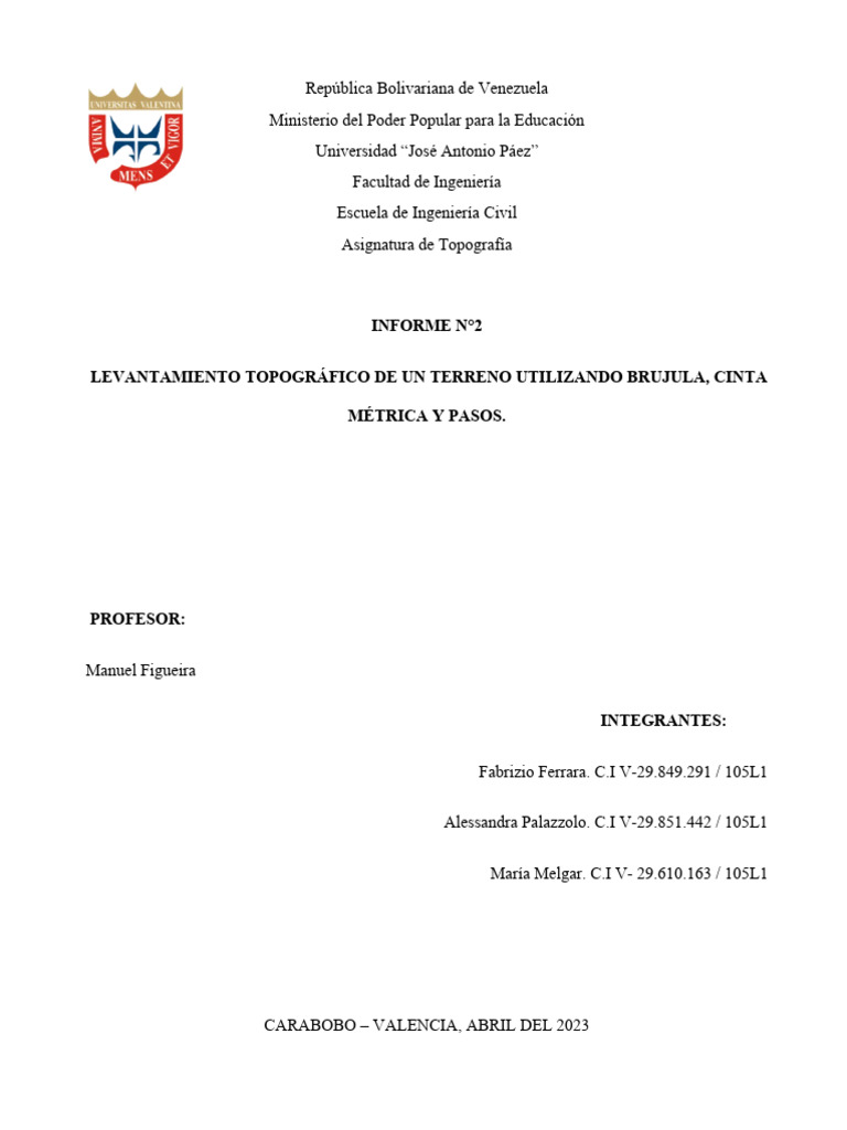 Informe II Topografía | PDF