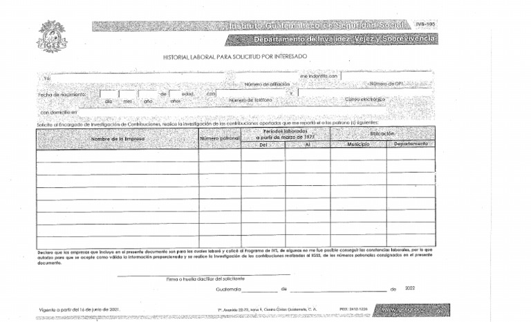 Formulario Igss | PDF