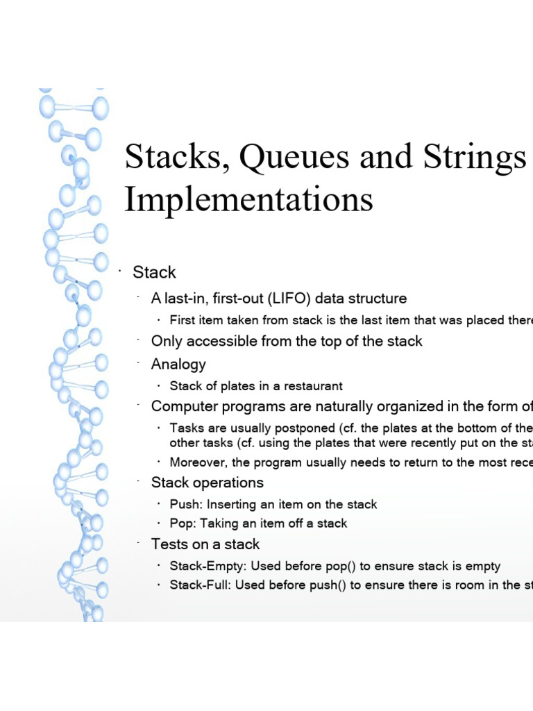 Lesson 2 And 3 Stacks Queues Strings Pdf Queue Abstract Data Type Software Design