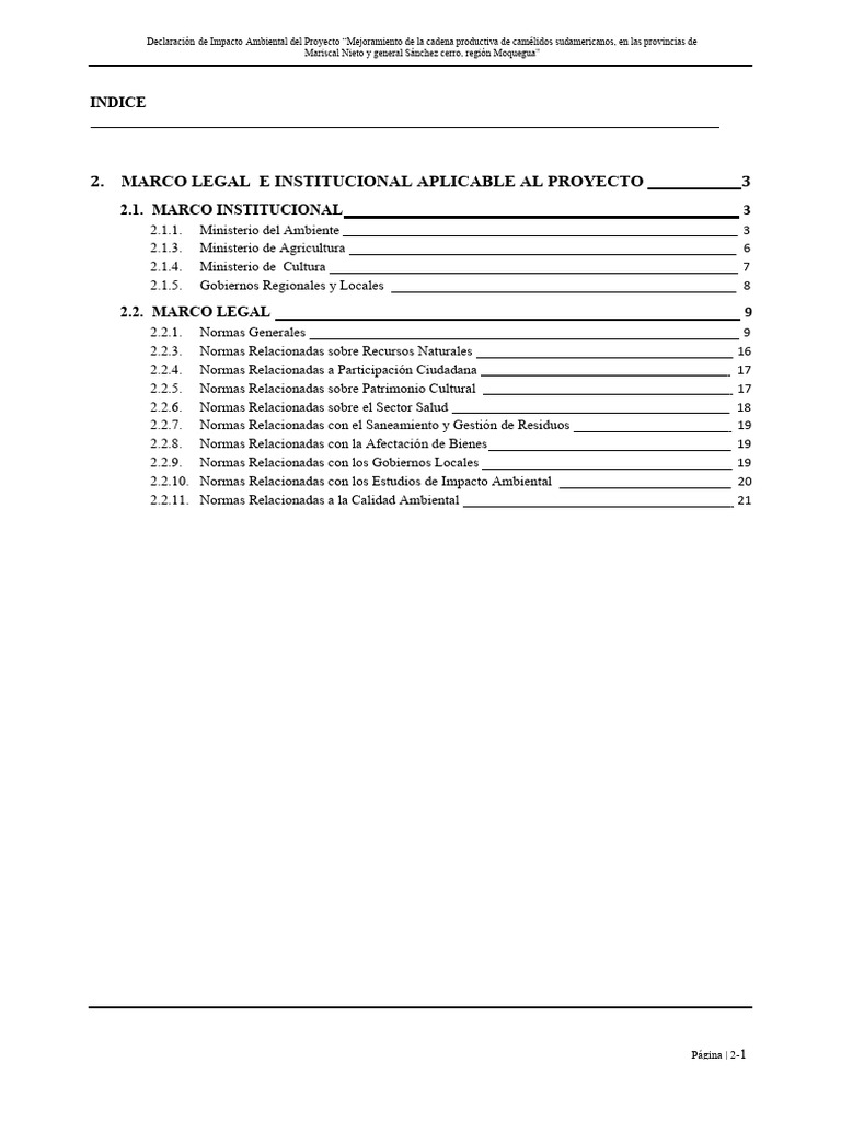 Marco Institucional y Legal Aplicable Al Proyecto - CAP 2 | PDF