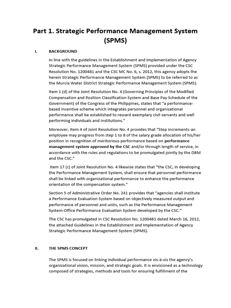 SPMS | PDF | Performance Management | Strategic Planning