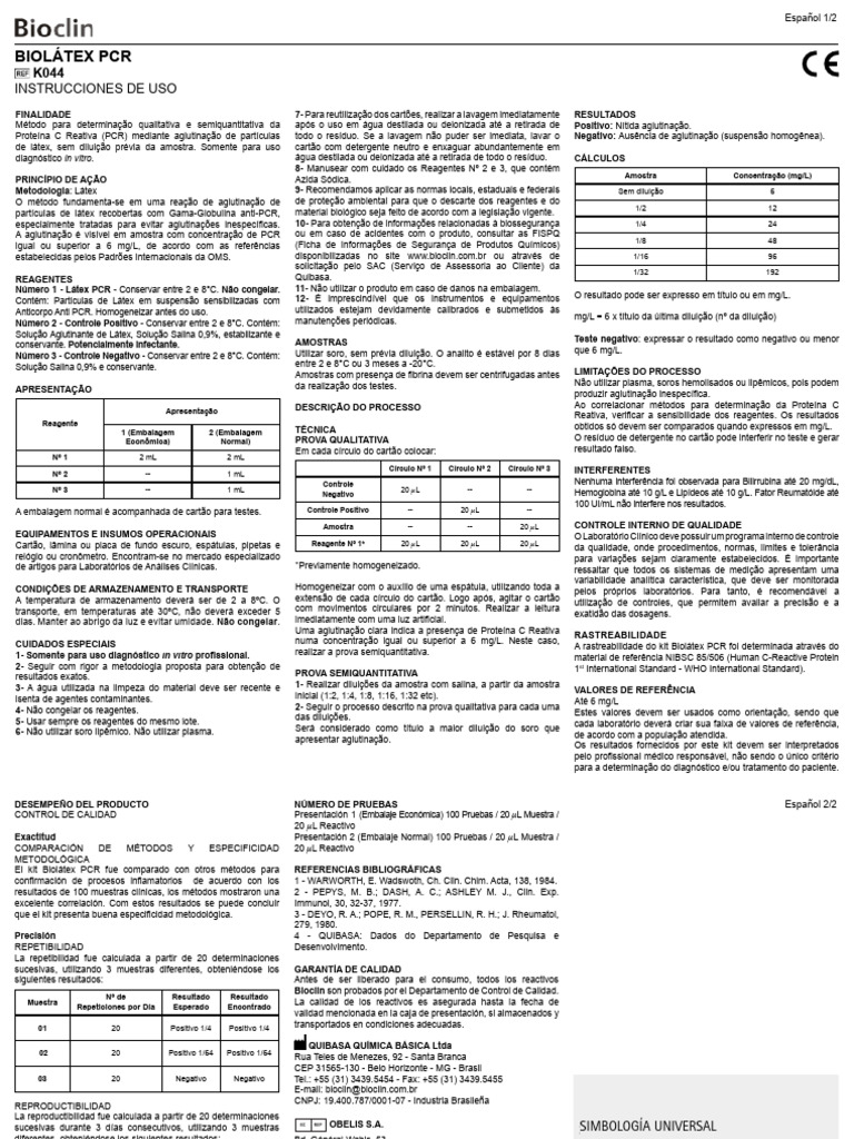 Instrucoes Bio Latex PCR | PDF | Ciências Físicas | Química
