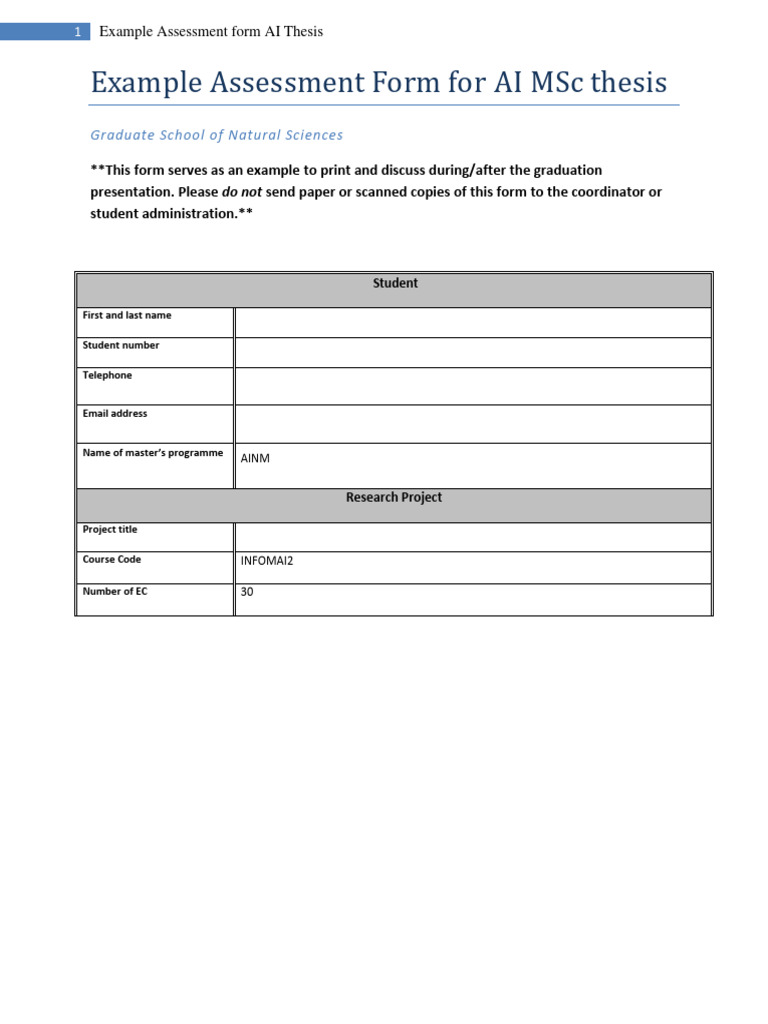 AI Thesis Assessment Form Template | PDF | Art