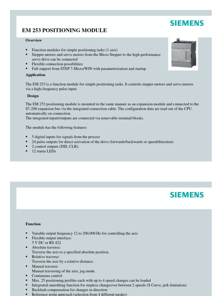 Em 253 Positioning Module | PDF | Electrical Engineering | Computer ...