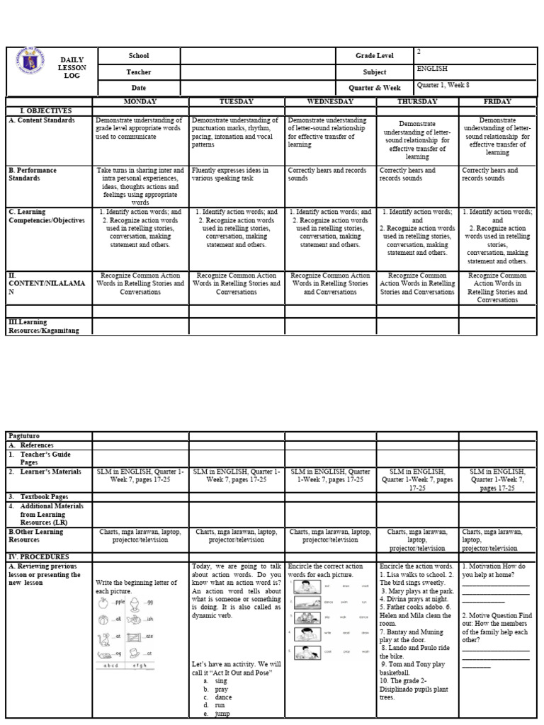 Grade 2 DLL Week 7 English | PDF