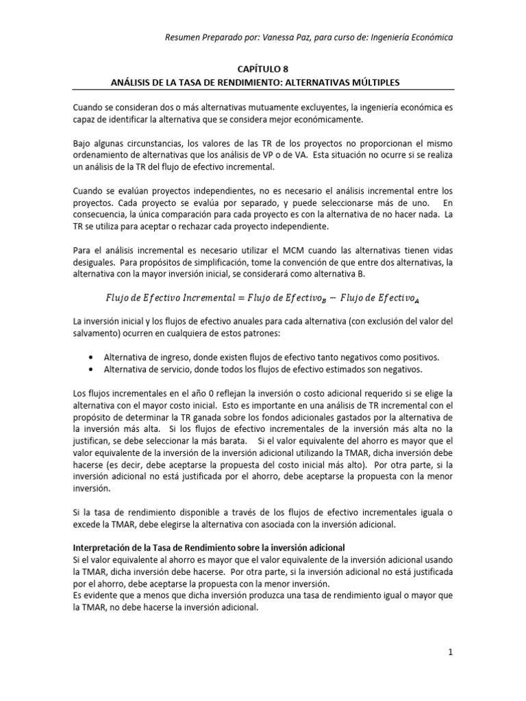 Análisis de Tasa de Rendimiento en Proyectos | PDF | Ahorro | Tasa ...