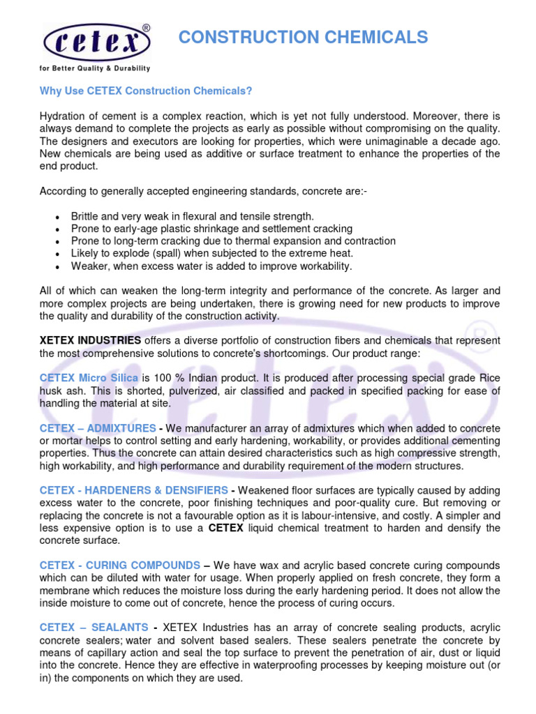 Cetex Construction Chemicals | PDF