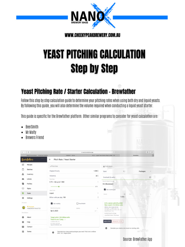 Yeast Pitching Calculation Guide | PDF | Technology & Engineering