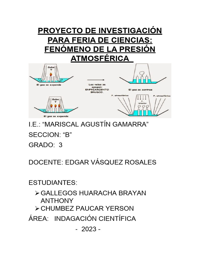 Proyecto de Investigación 3ro B | PDF | Atmósfera | Presión atmosférica