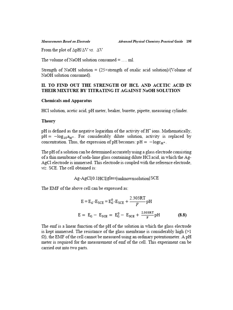 Practica 2b. TO FIND OUT THE STRENGTH OF HCL AND ACETIC ACID IN | PDF | Ph | Acid
