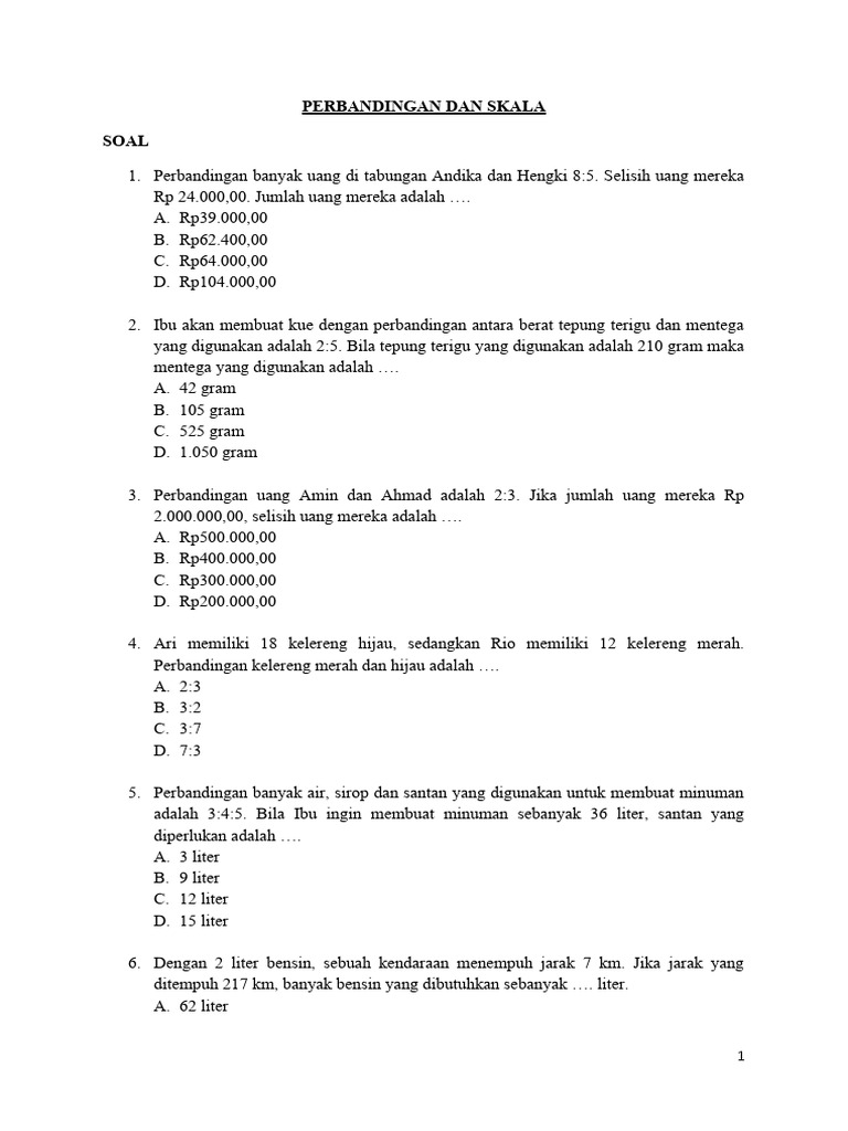 04 - Perbandingan Dan Skala - Kelas V | PDF