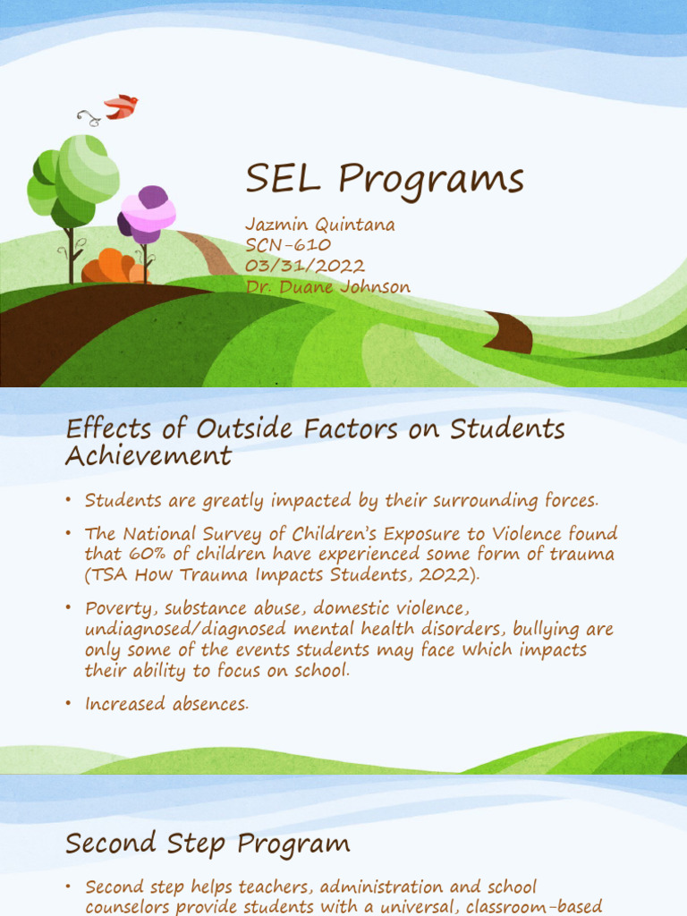 SEL Programs: Jazmin Quintana SCN-610 03/31/2022 Dr. Duane Johnson | PDF