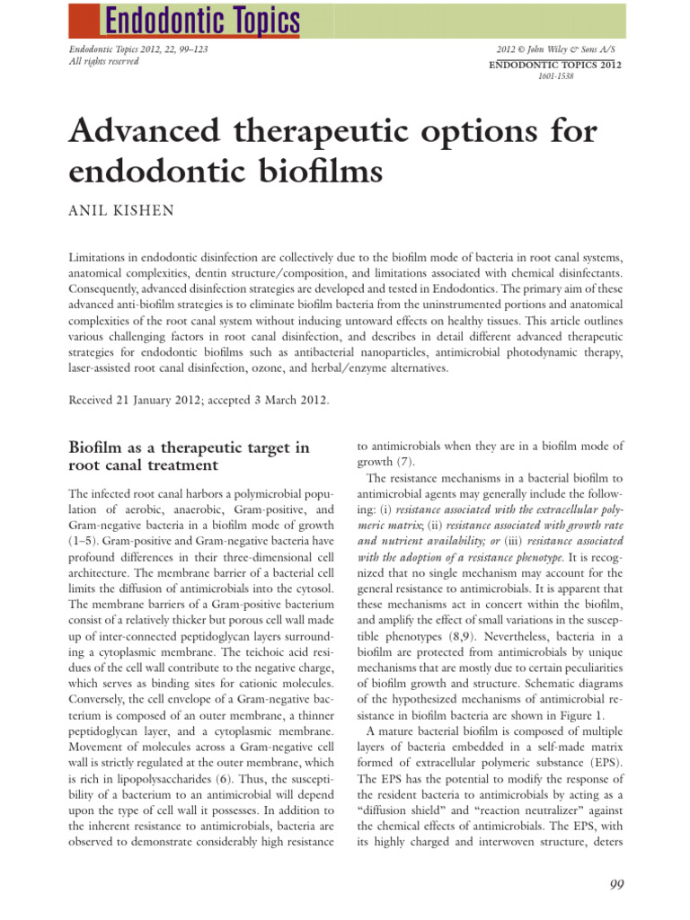 Kishen2010 Advanced Therapeutic Options For | PDF | Biofilm | Bacteria