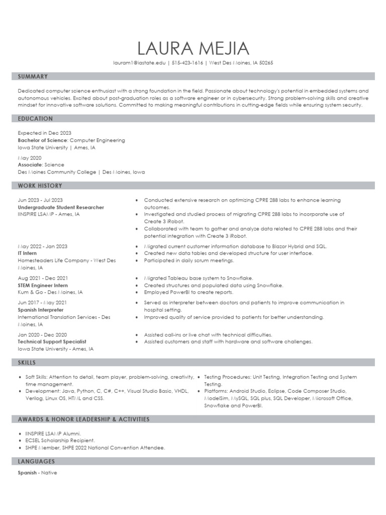 Laura Mejia Resume 2023 | PDF | Sql | Software