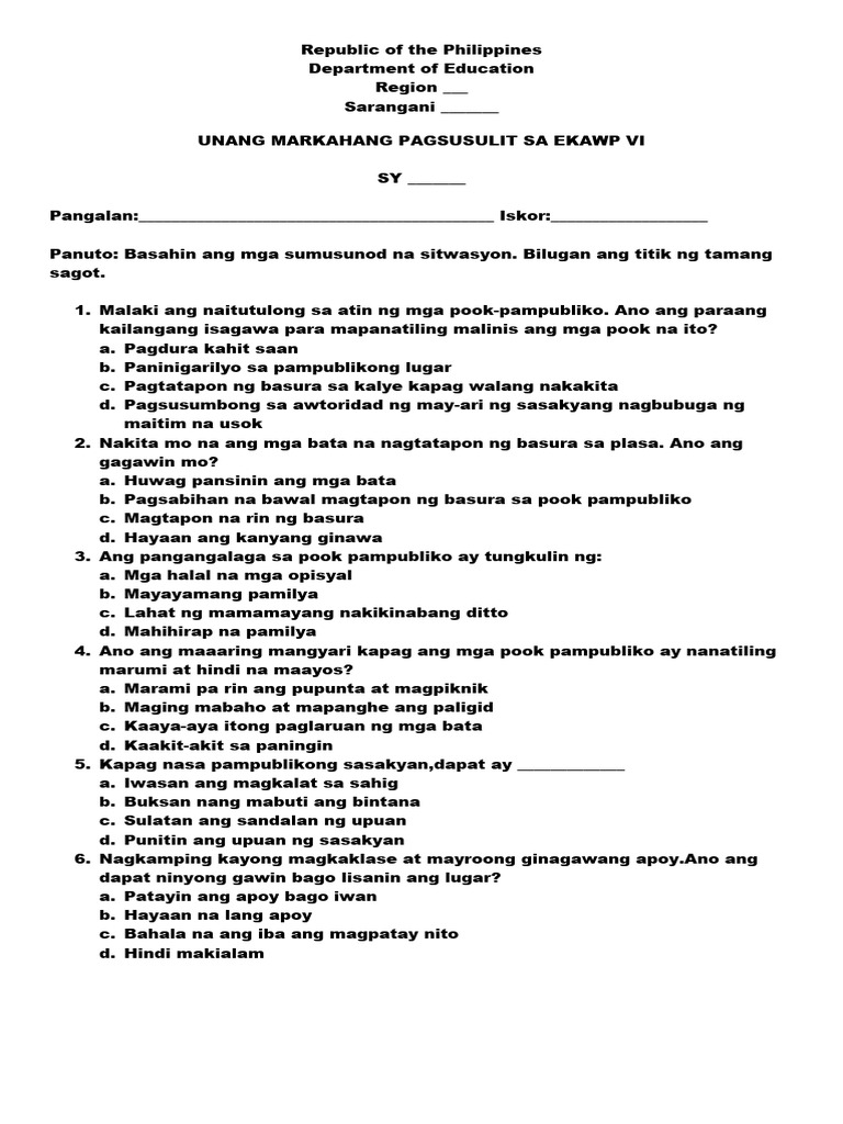 PT - Esp 6 - Q1 V2 | PDF