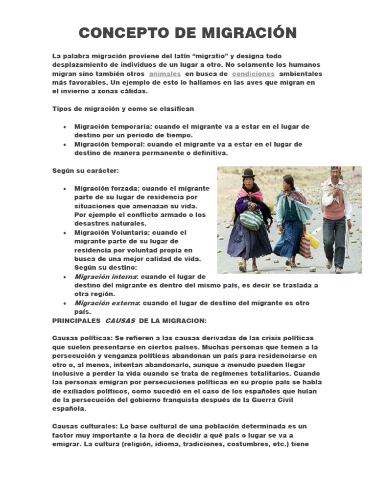 Conceptos y Causas de la Migración | PDF