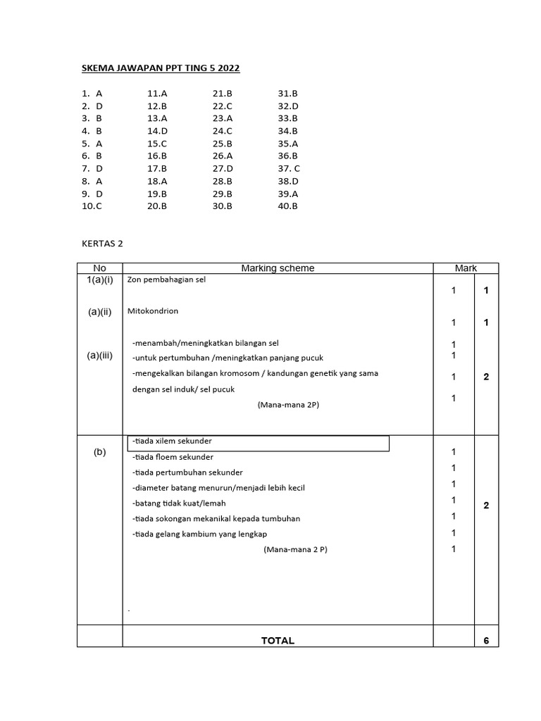 Skema Jawapan PPT Ting 5 2022 | PDF