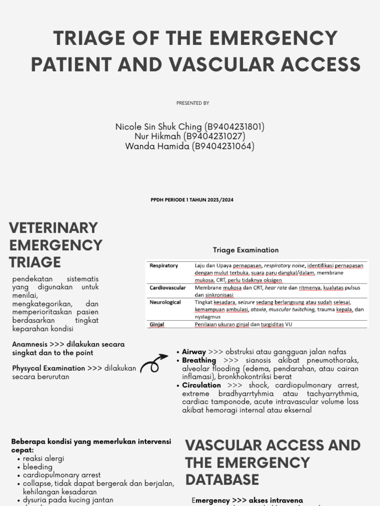 Triage of The Emergency Patient and Vascular Access | PDF