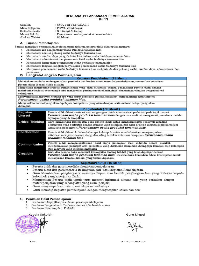 RPP Luring Pkwu X Fix SMT 1 Dan 2 | PDF