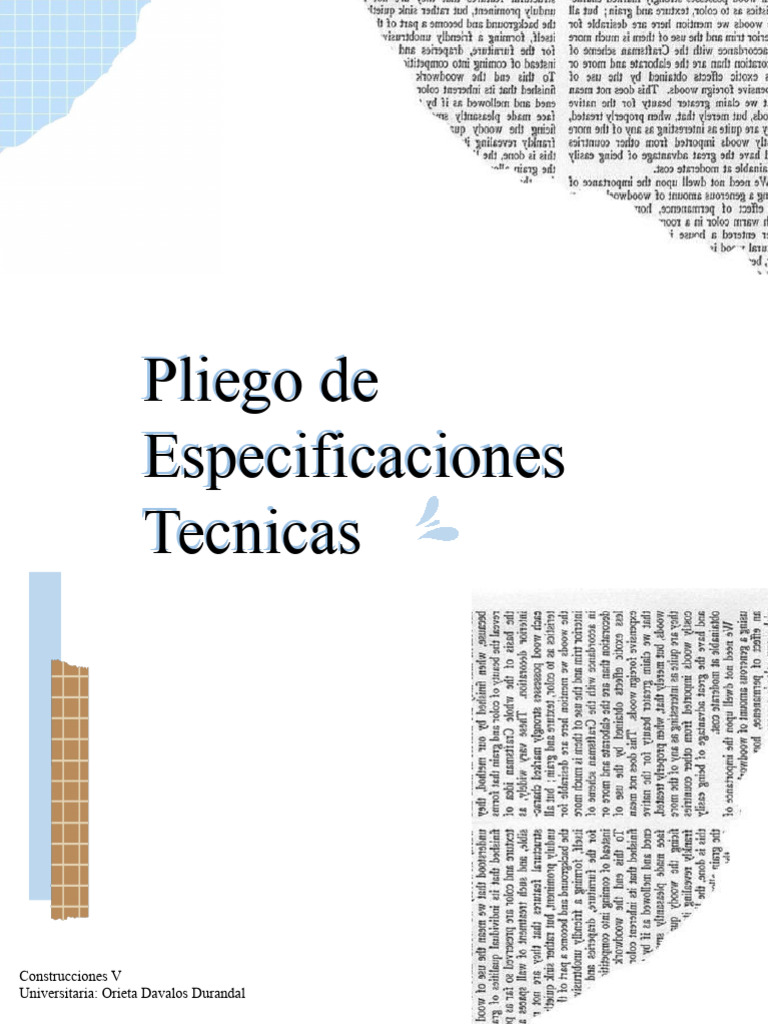 Pliego de Especificaciones Tecnicas | PDF | Hormigón | Cemento Pliego de Especificaciones Tecnicas | PDF | Hormigón | Cemento