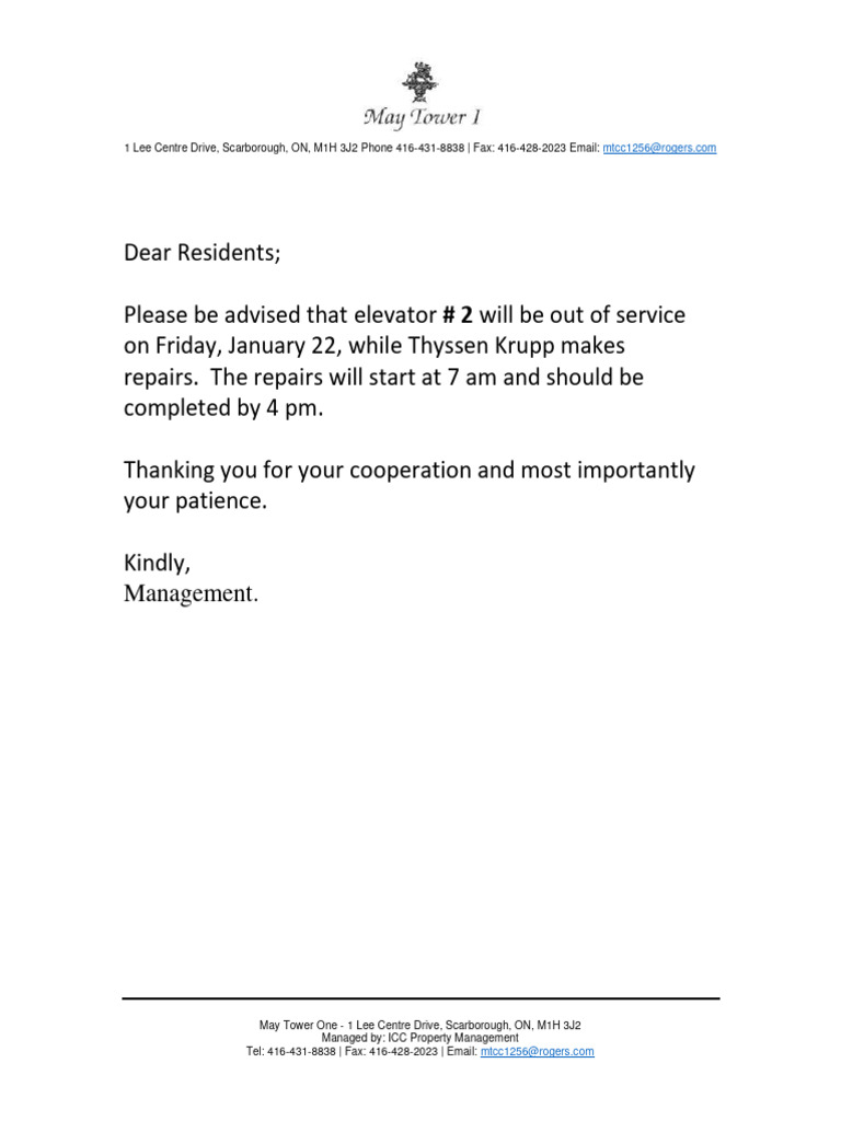 elevator out of service-2021 | PDF