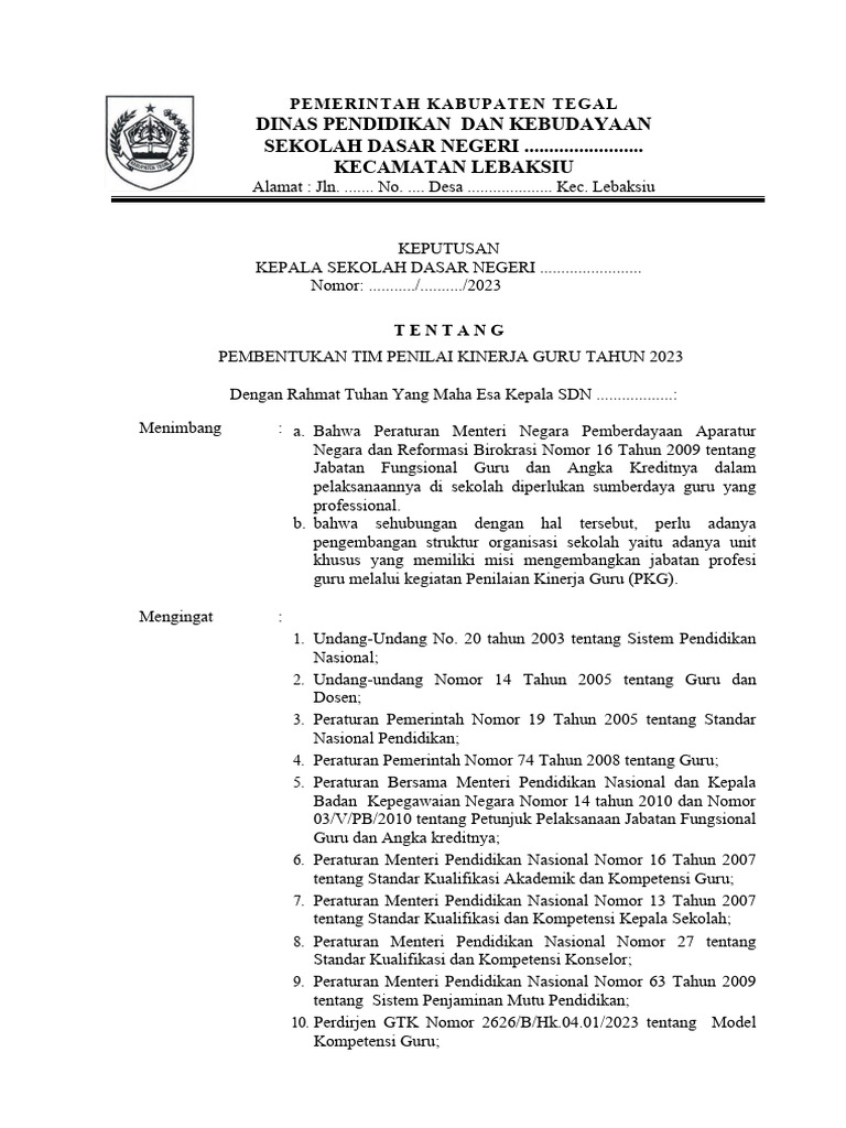 SK Tim Penilai PKG | PDF