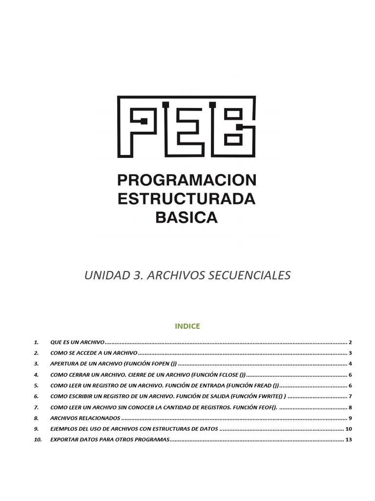 Unidad 3 - ArchivosSecuenciales - v10 | PDF | Archivo de computadora | Puntero (Programación de ...