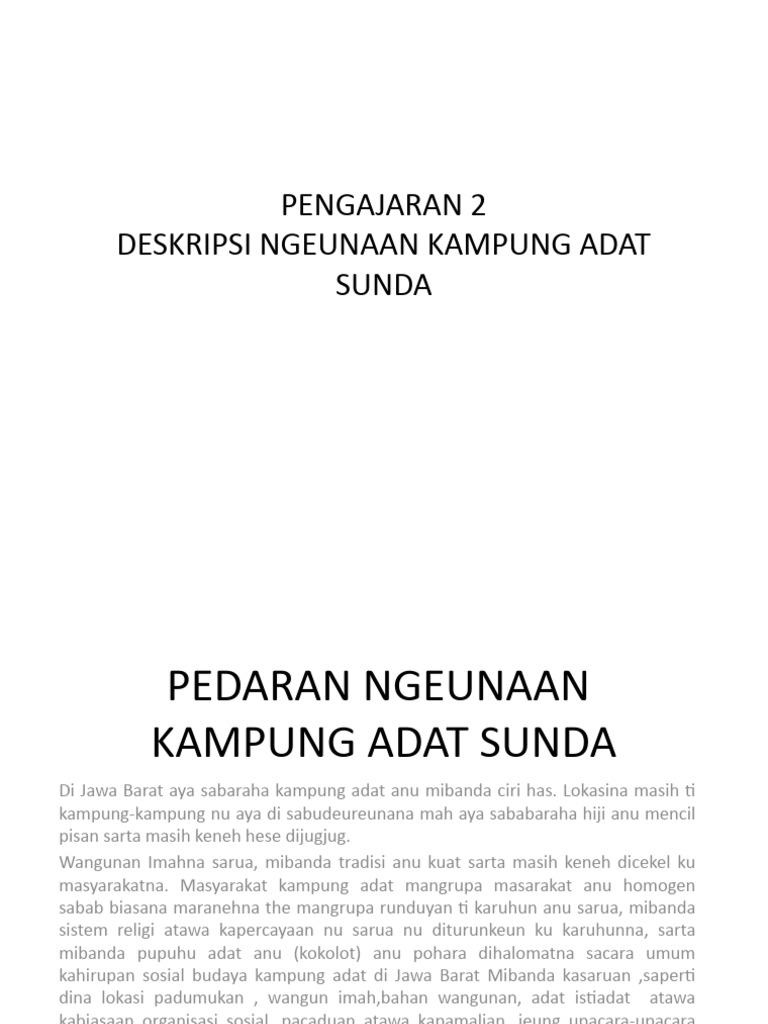 Pengajaran 2 Deskripsi Ngeunaan Kampung Adat Sunda | PDF